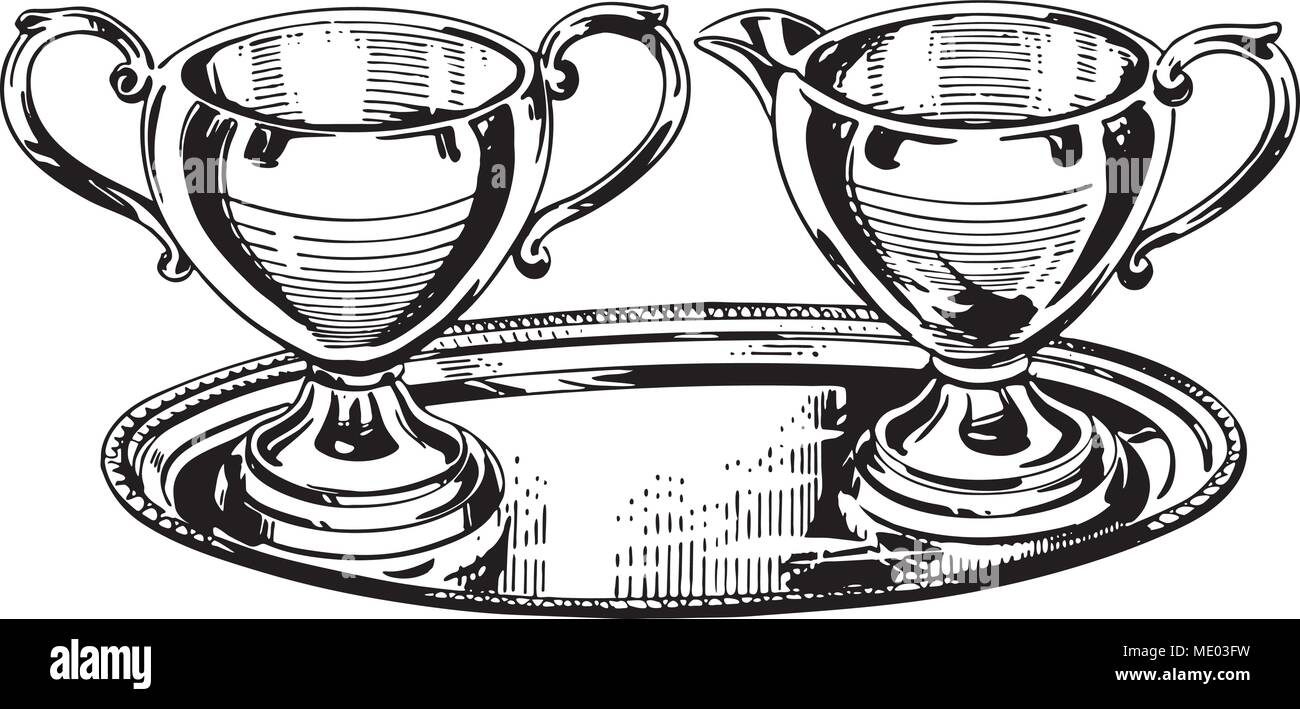 Cream tableware Stock Vector Images - Alamy