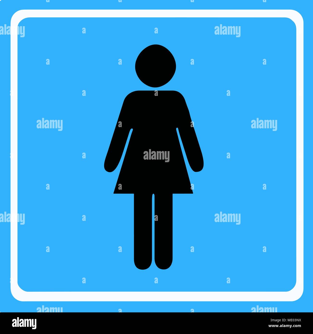 woman figure vector on blue background - wc toilet icon Stock Vector ...