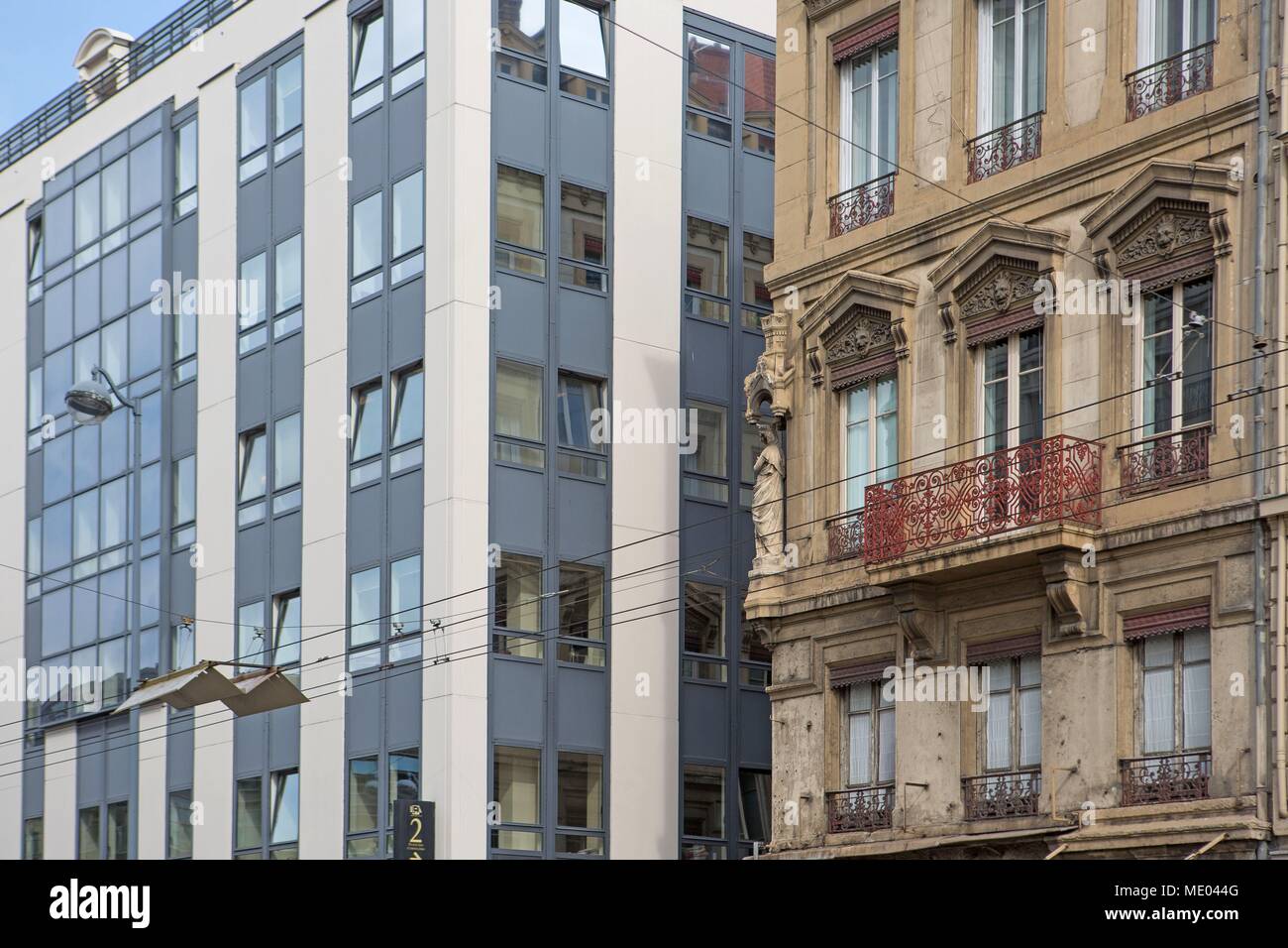 France, Lyon, Place des Cordeliers, angle Rue Claudia, building with ...