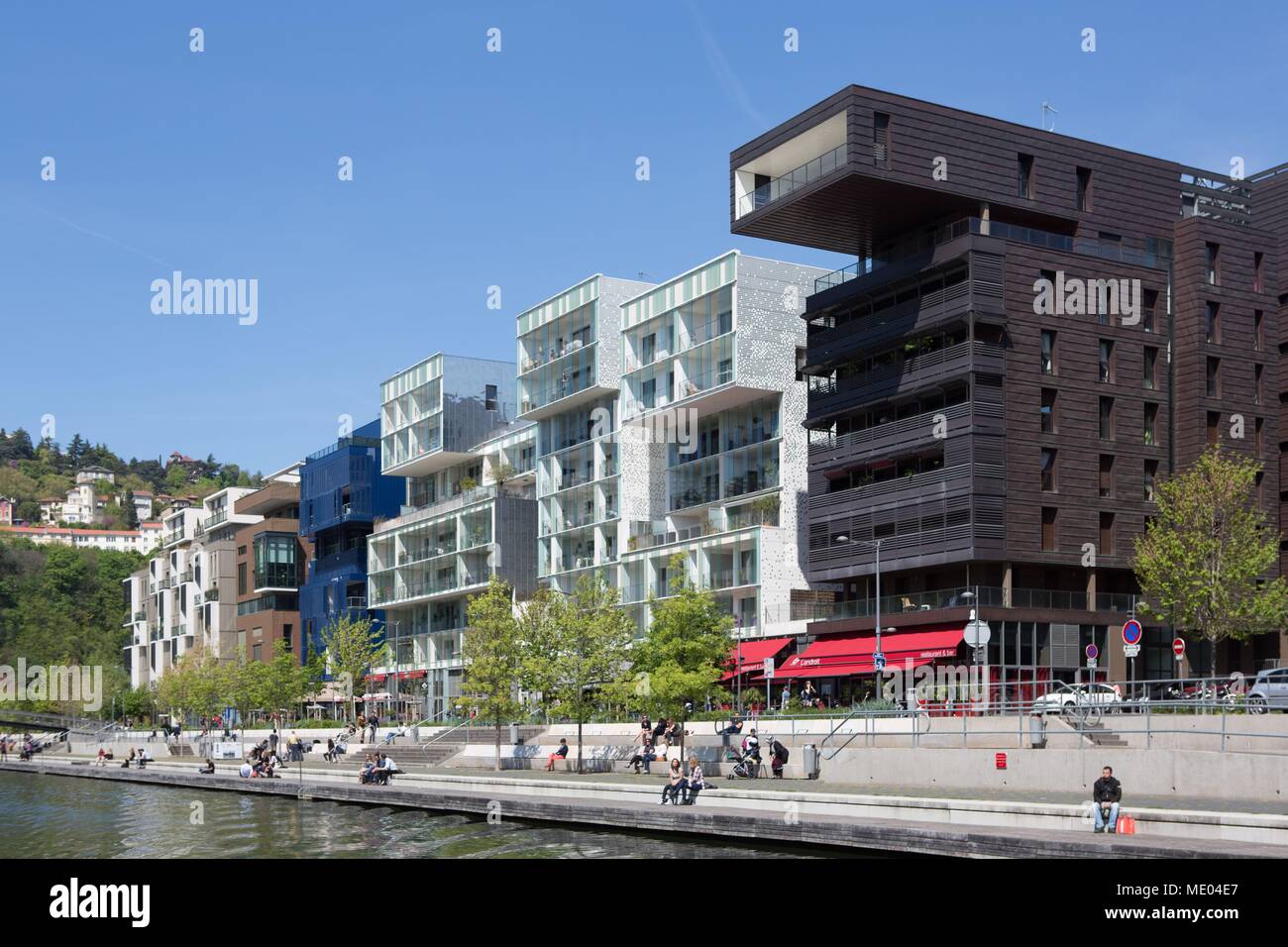 France, Lyon, Quays of the Saône River, Quartier Confluence, Quai ...