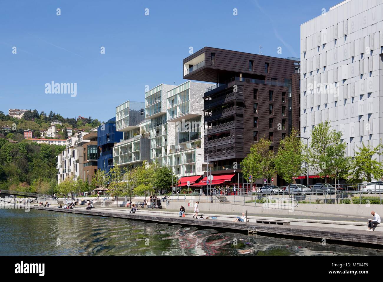France, Lyon, Quays of the Saône River, Quartier Confluence, Quai ...
