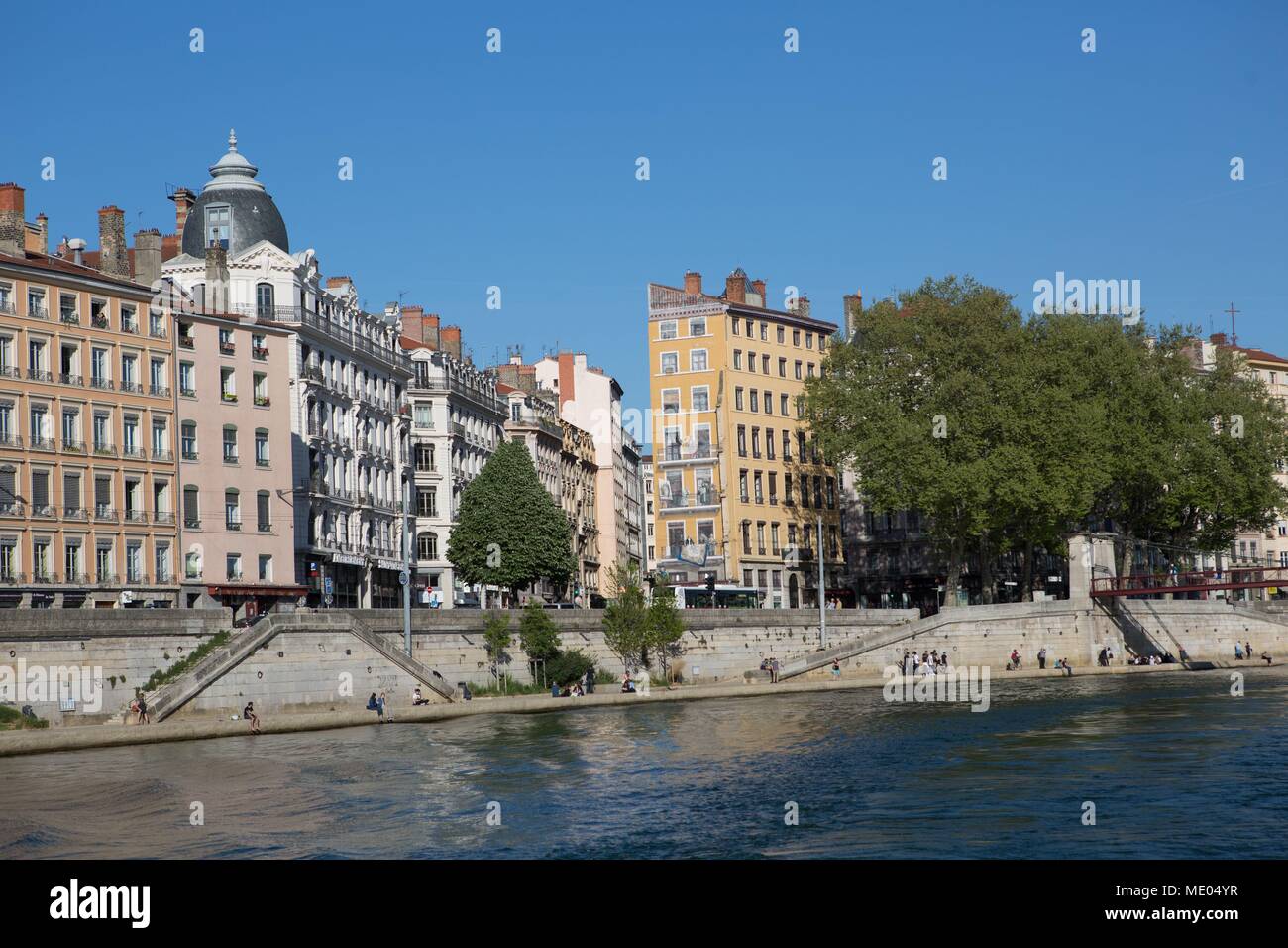 France, Lyon, Quays of the Saône River, Quai Saint-Vincent Stock Photo ...