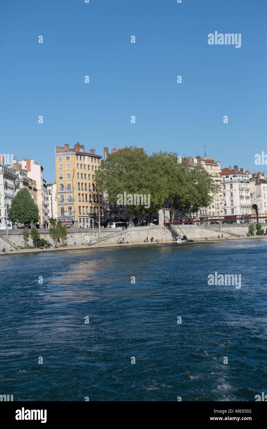France, Lyon, Quays of the Saône River, Quai Saint-Vincent Stock Photo ...