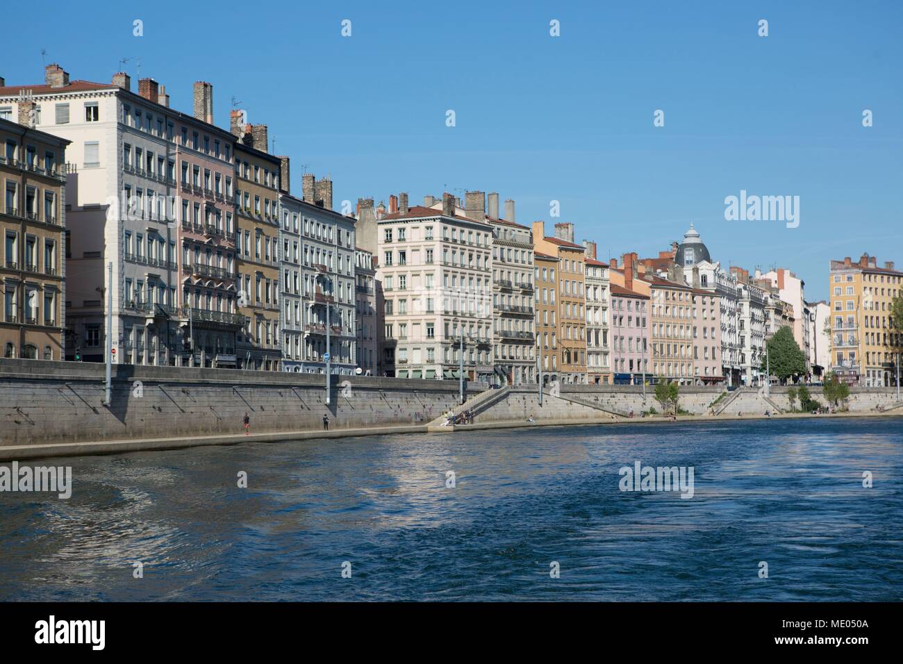 France, Lyon, Quays of the Saône River, Quai Saint-Vincent Stock Photo ...