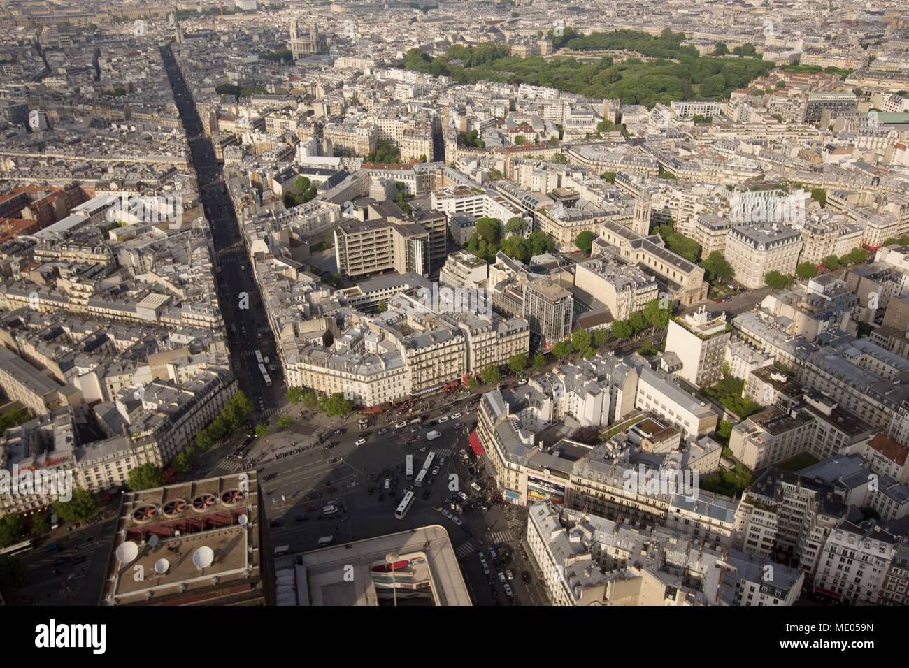 Aerial view of Paris from the 56th floor of the Tour Montparnasse, Rue ...