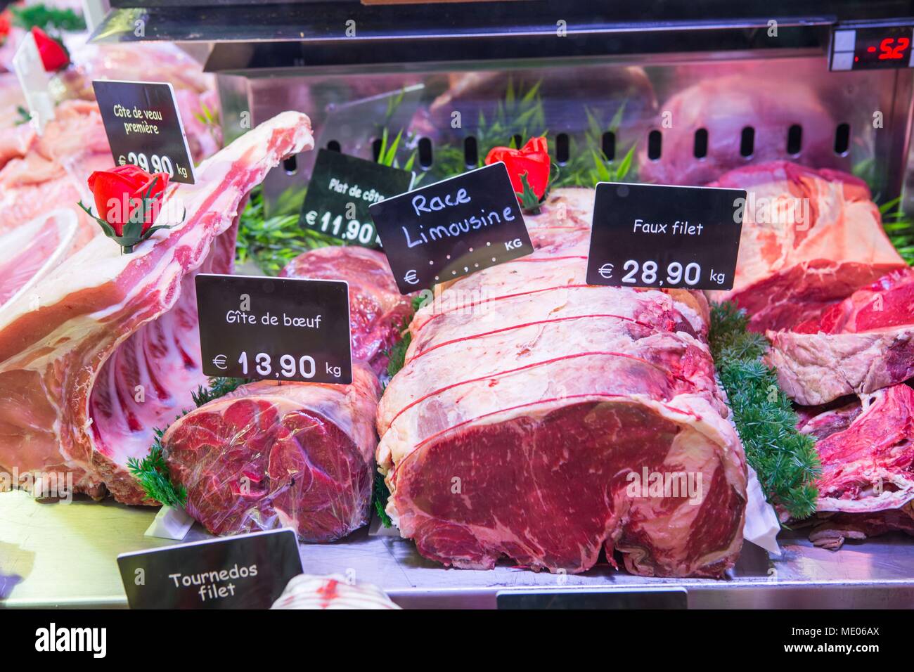 Paris, shops food, butcher's shop, meat Stock Photo - Alamy
