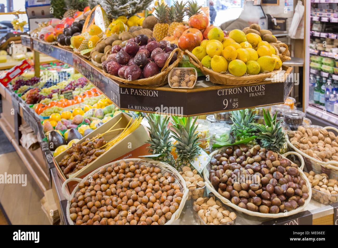 Paris, shops food, shop, fruits and vegetables market, greengrocer's ...