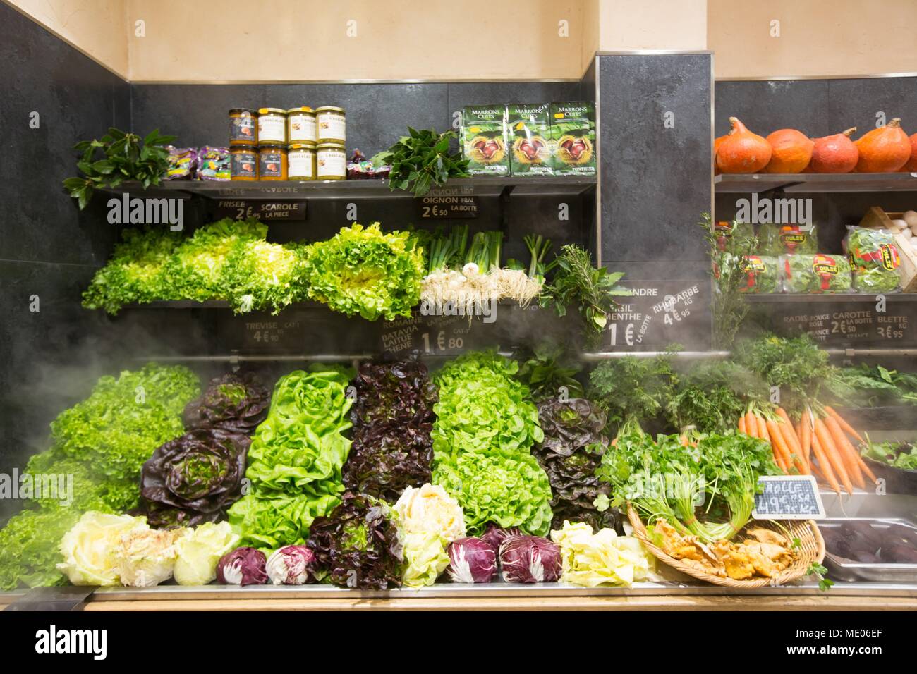 Paris, shops food, fruits and vegetables market, greengrocer's shop ...