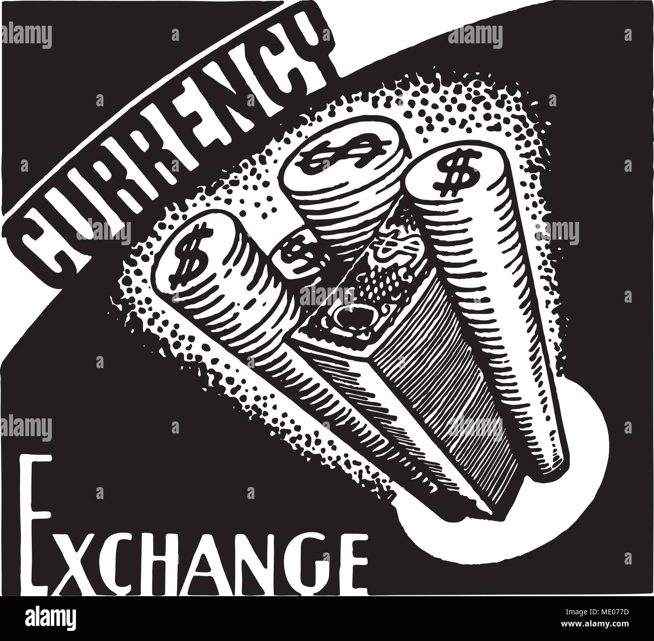 Currency Exchange - Retro Ad Art Banner Stock Vector Image & Art - Alamy