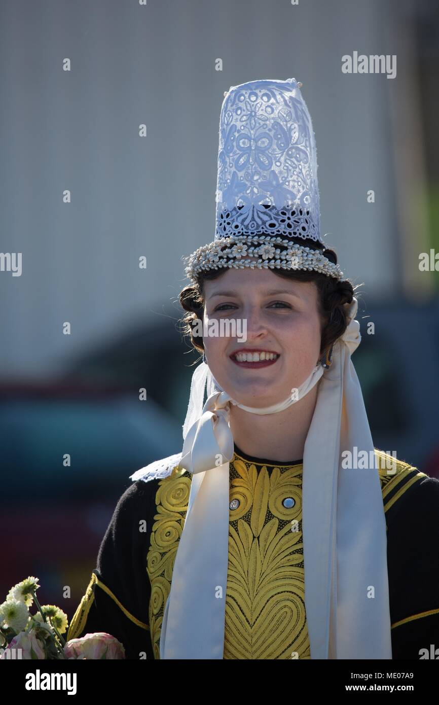 France, Pointe de Penmarc'h, Saint-Guénolé, costume parade between the ...