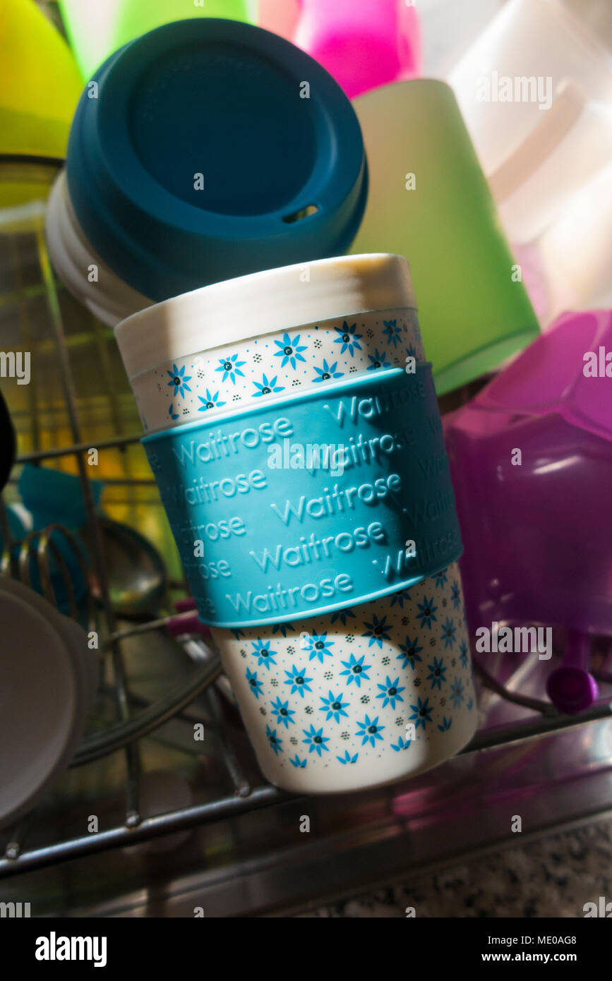 Reusable / re usable Waitrose supermarket coffeecup / tea cup / teacup ...