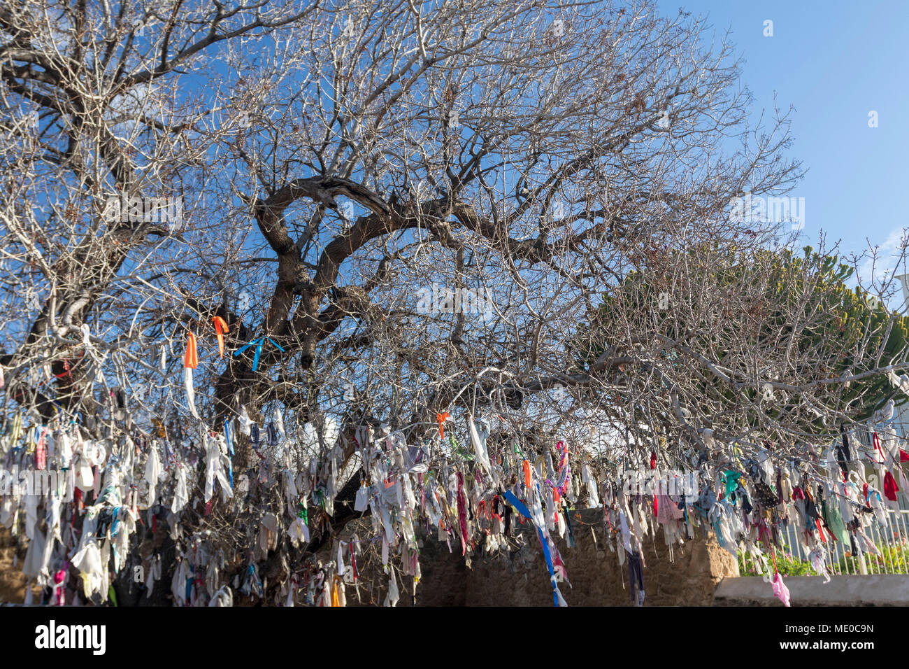 Agia Solomoni Christian Catacomb with ailment curing coloured cloths on ...