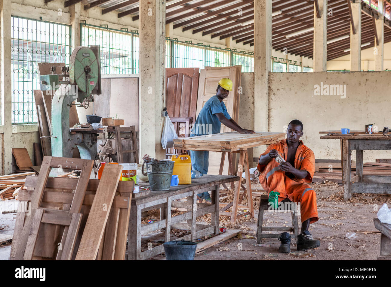 CABINDA/ANGOLA - 08JUN2010 - carpentry factory with African operators ...