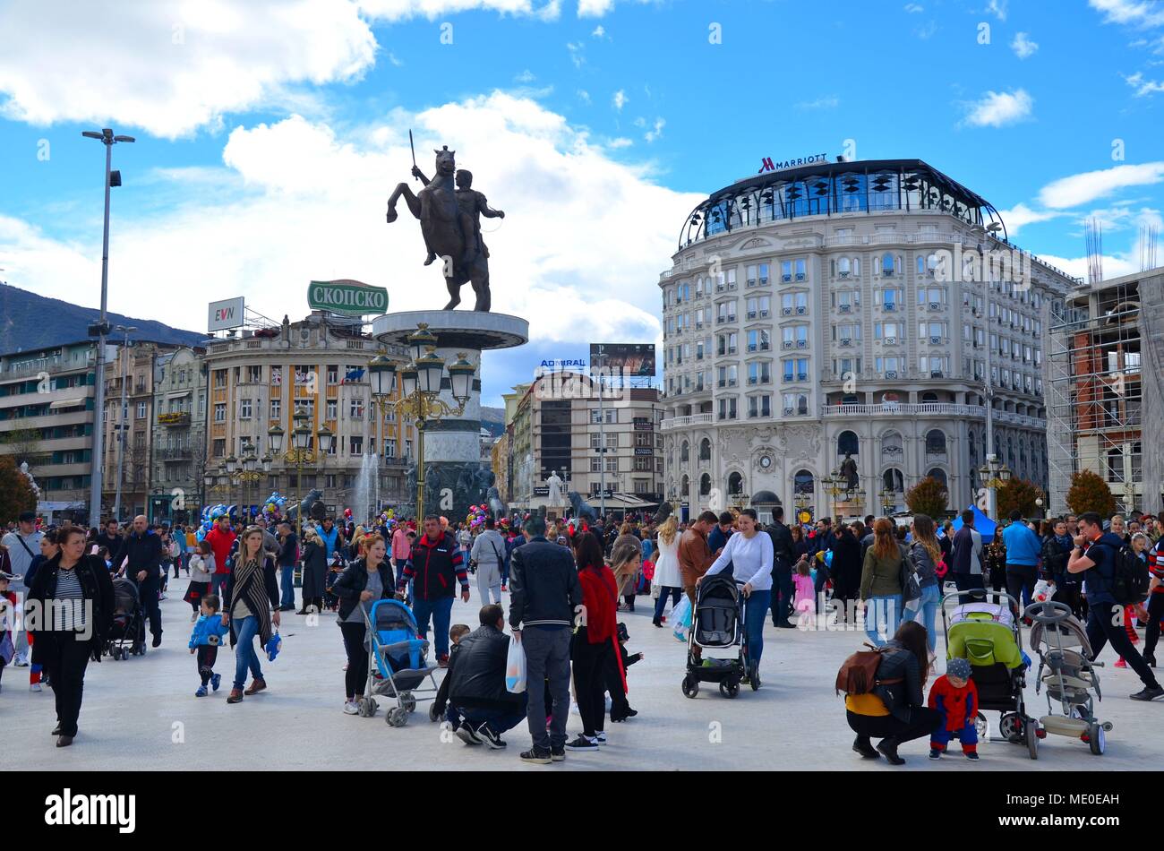 New architecture in the City Center of Skopje, the Capital of Macedonia ...