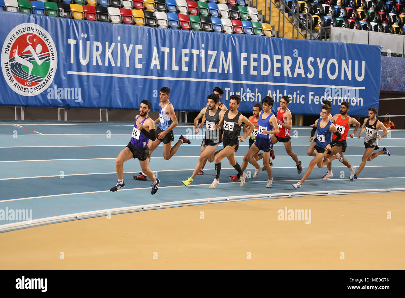 ISTANBUL, TURKEY - JANUARY 07, 2018: Athletes running during Turkish ...