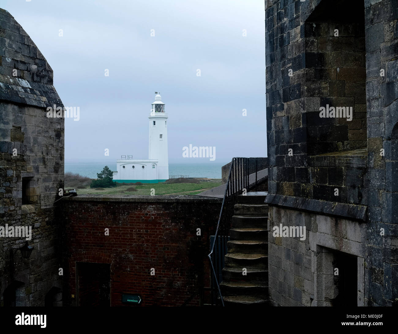 Hurst Point Lighthouse, seen from within Hurst Castle, Solent ...