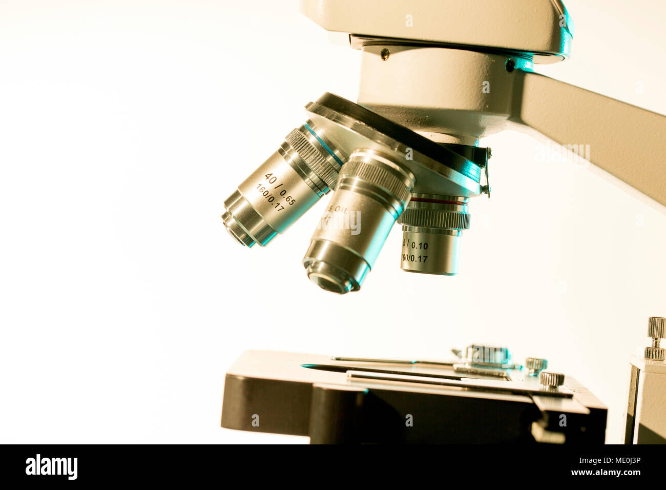 Light microscope stage and lenses Stock Photo - Alamy