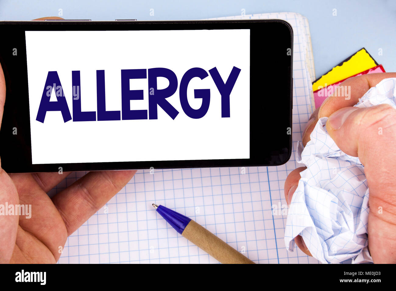 Handwriting text writing Allergy. Concept meaning damages in immunity ...