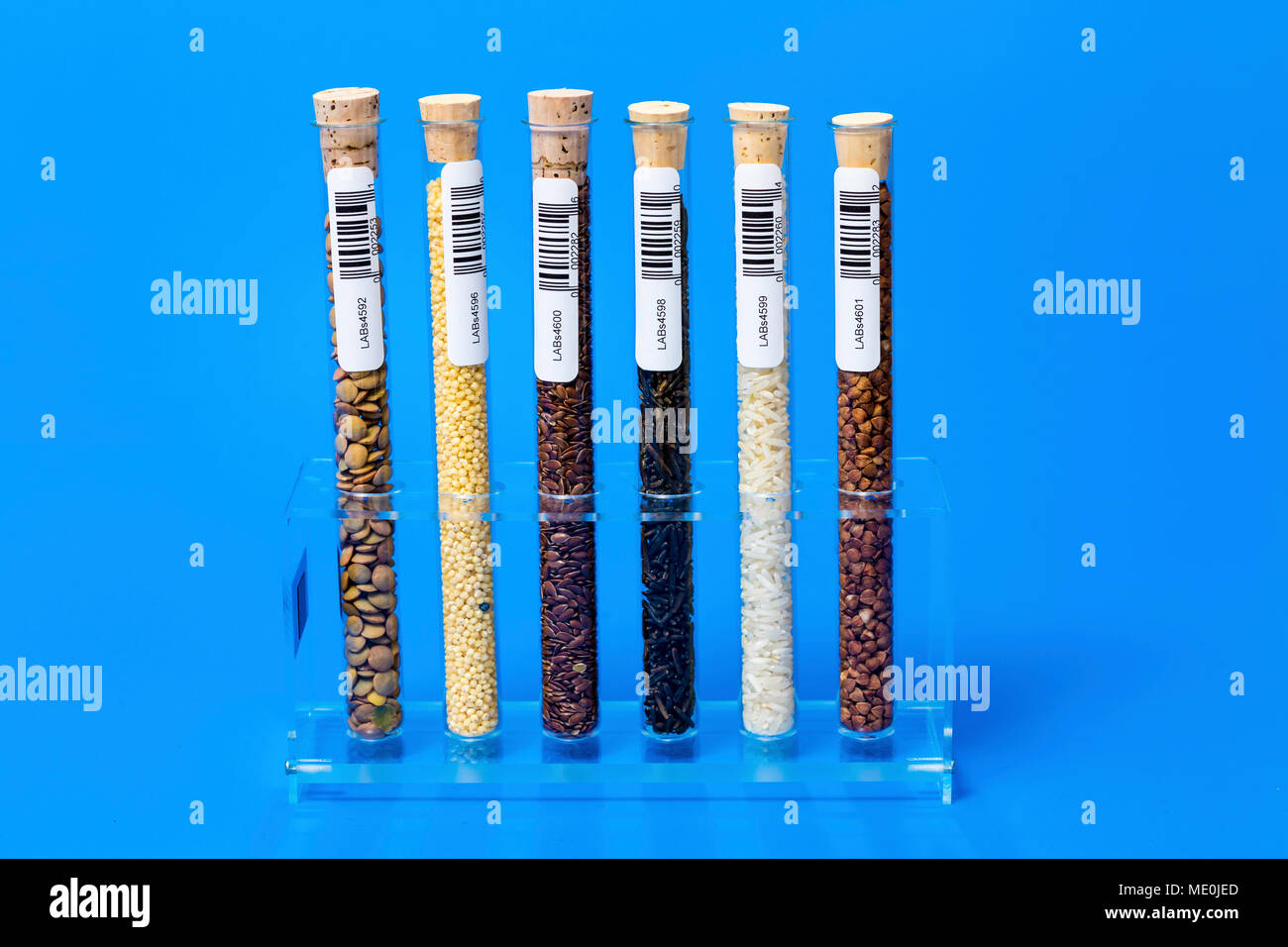 Food samples in test tubes Stock Photo - Alamy