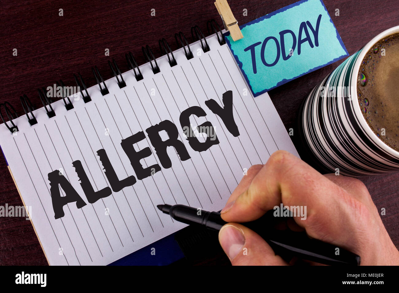 Handwriting text writing Allergy. Concept meaning damages in immunity ...