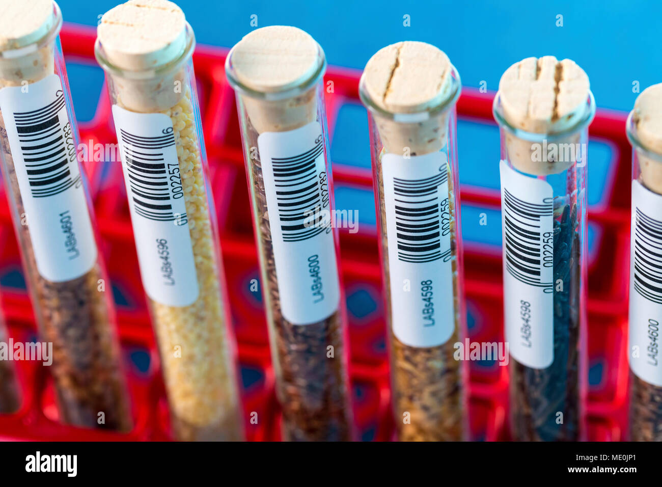 Food samples in test tubes Stock Photo - Alamy