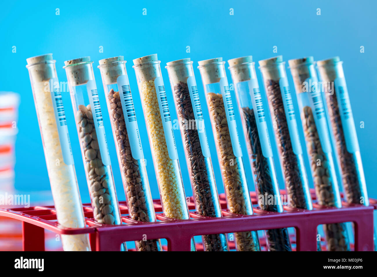 Food samples in test tubes Stock Photo - Alamy