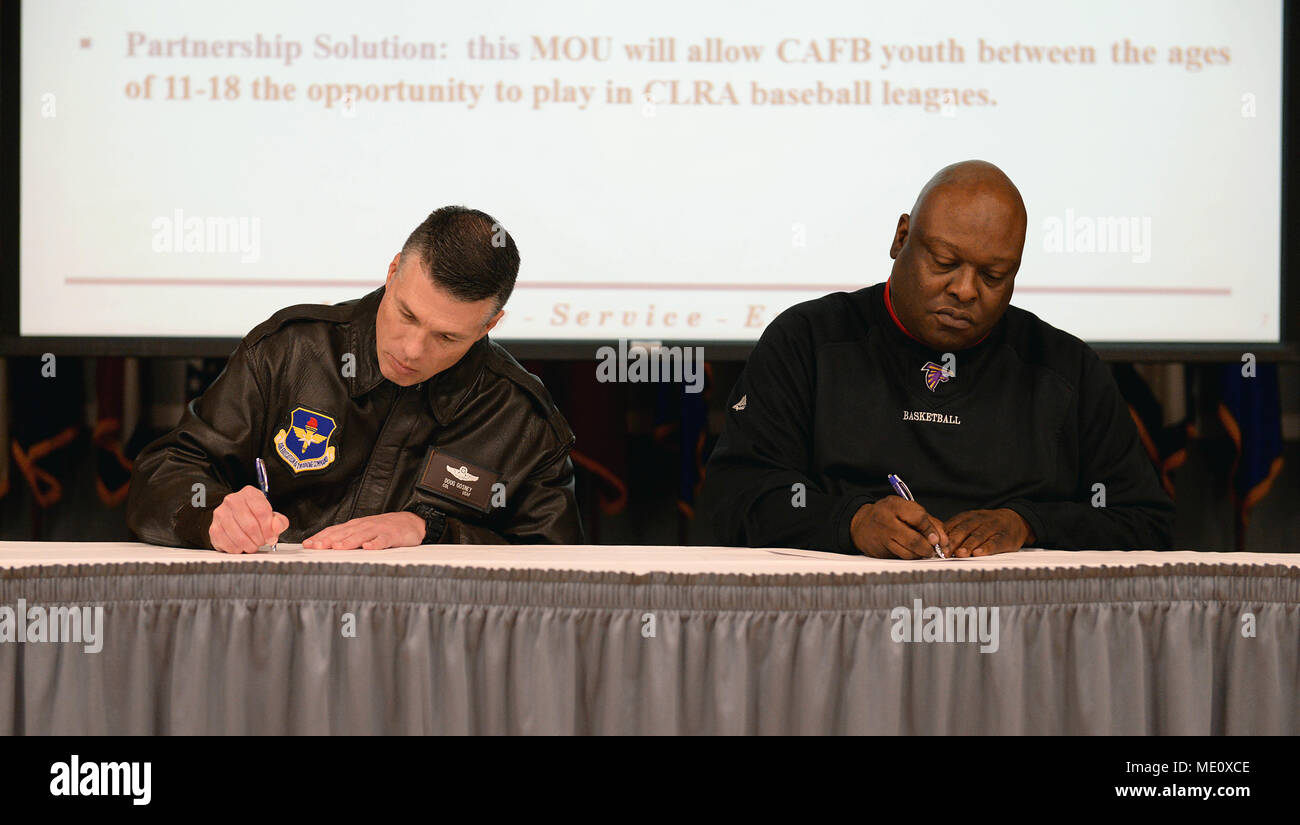 Col. Douglas Gosney, 14th Flying Training Wing Commander, and Greg ...