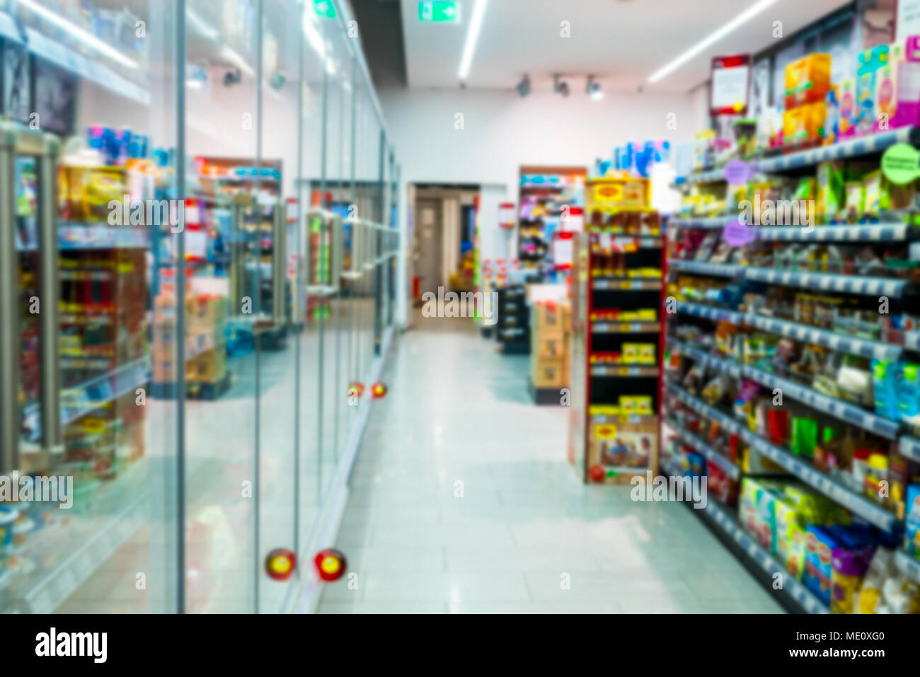 refrigerator and counter products, in defocus Stock Photo - Alamy
