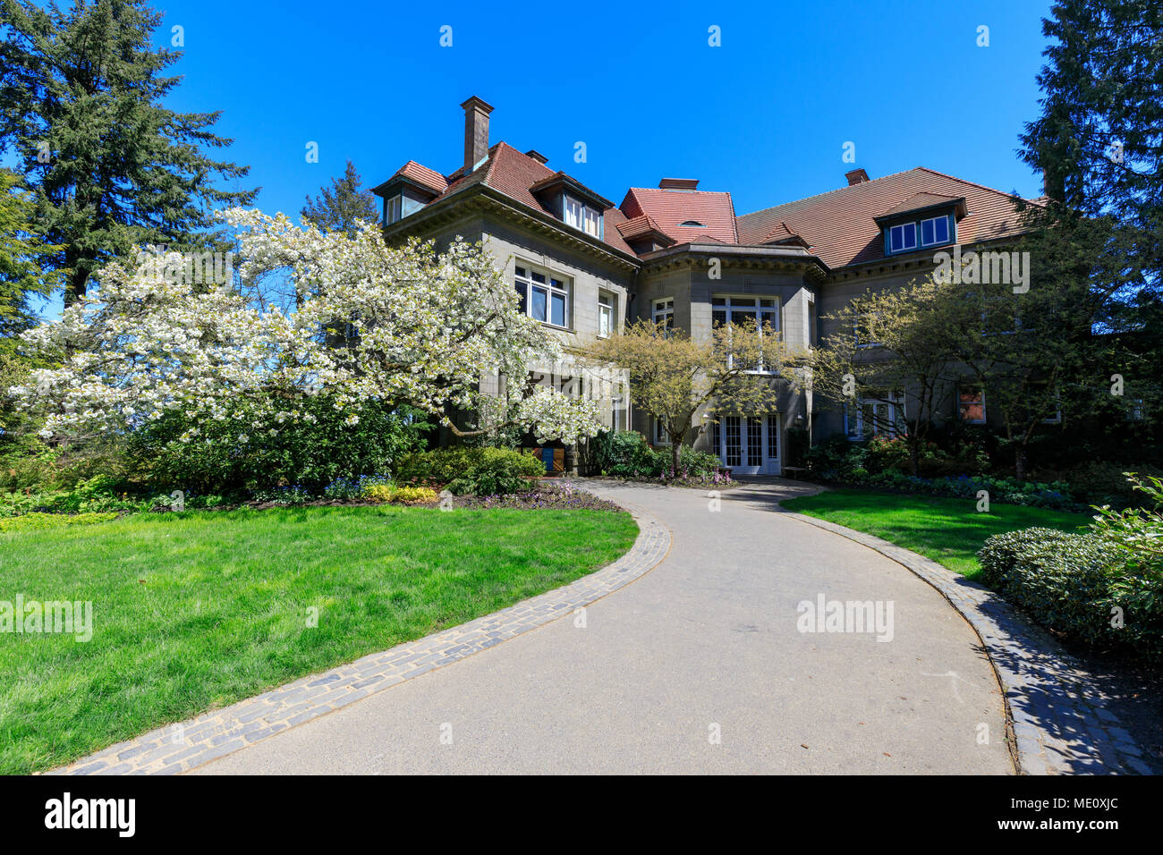 Portland, Oregon, USA - April 19, 2018 : Pittock Mansion, view on the ...