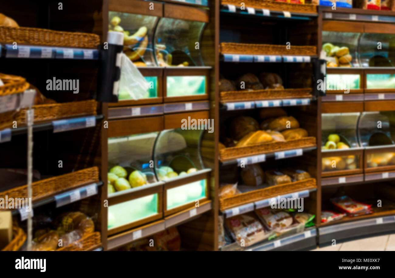 shelves in a store in the bakery department Stock Photo - Alamy