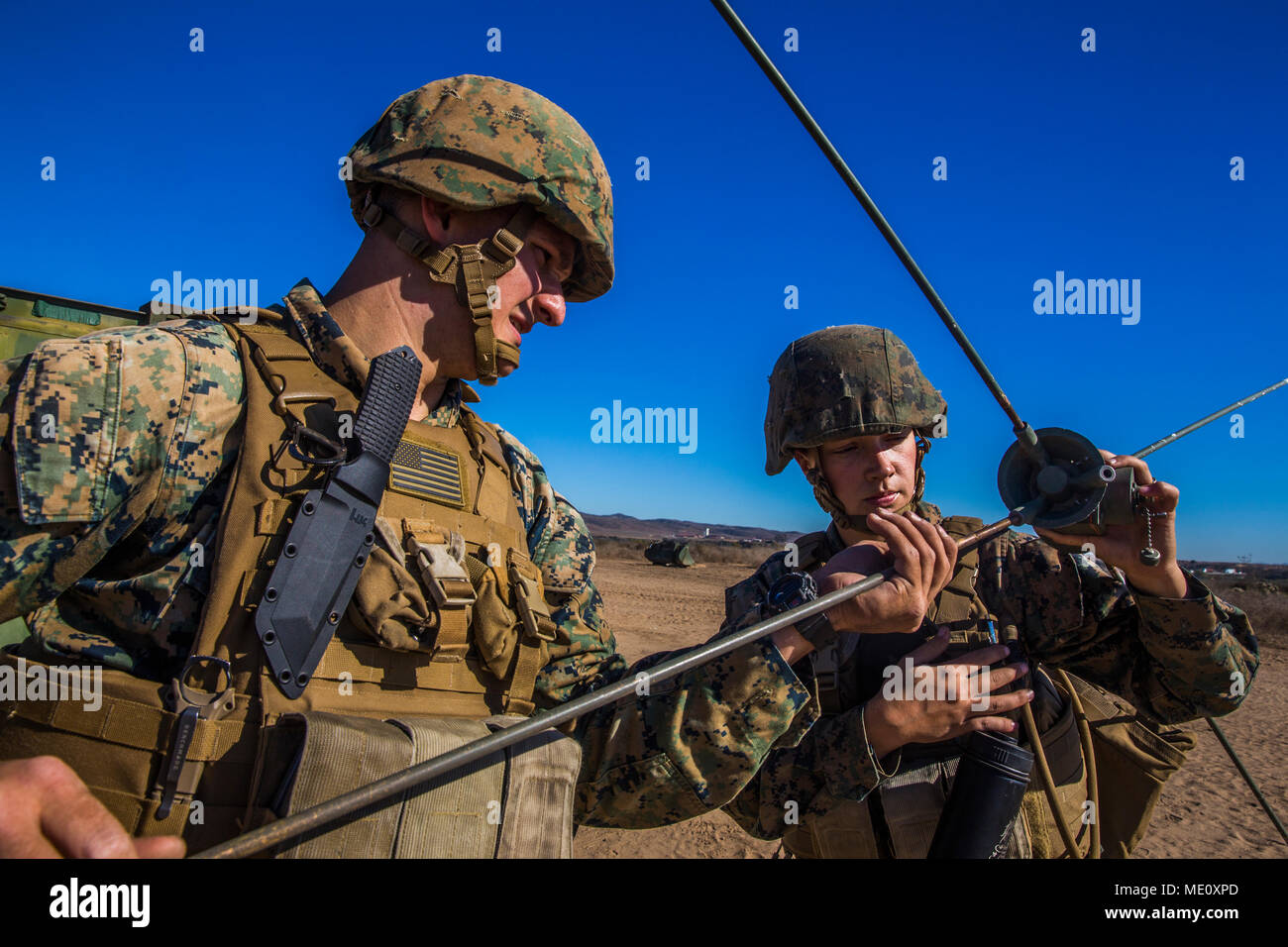 U.S. Marines Lance Cpl. Andrew Thomas, left, and Lance Cpl. Tori ...