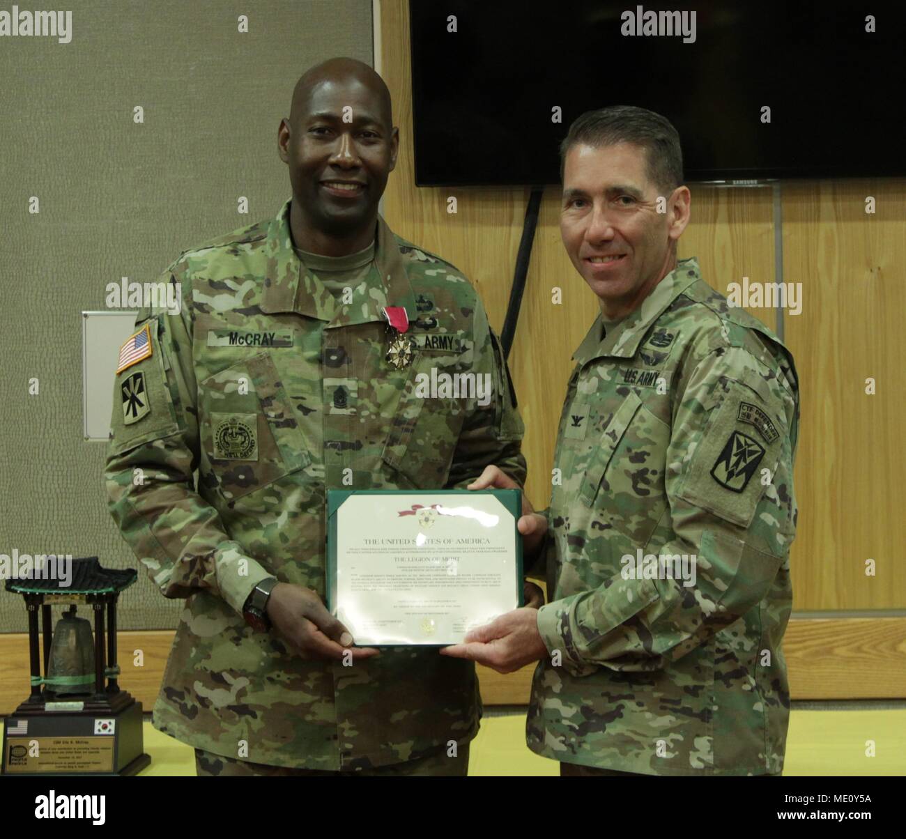 The outgoing 35th Air Defense Artillery Brigade Command Sergeant Major ...