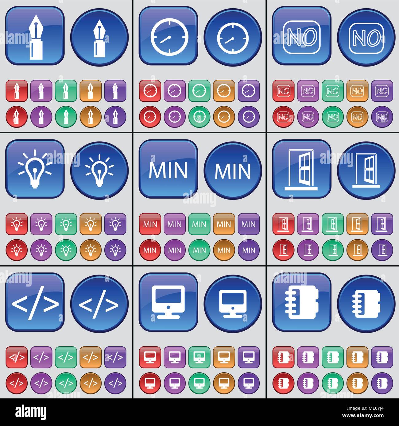 Ink pen, Clock, No, Light bulb, Min, Door, Code, Monitor, Notebook. A ...