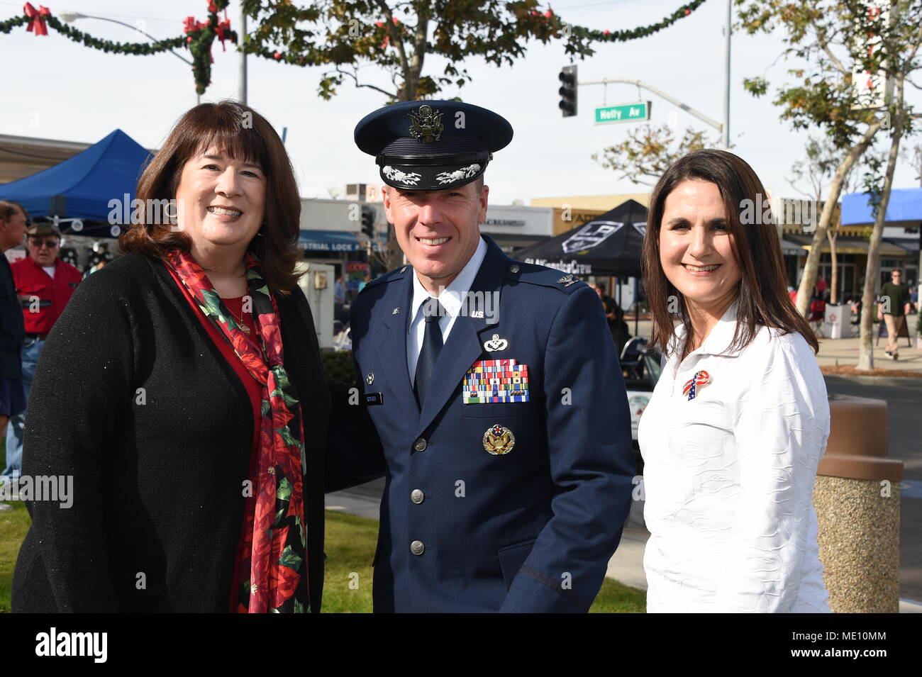 Suzanne Fuentes, mayor of El Segundo, Calif., poses with Col. Charles ...