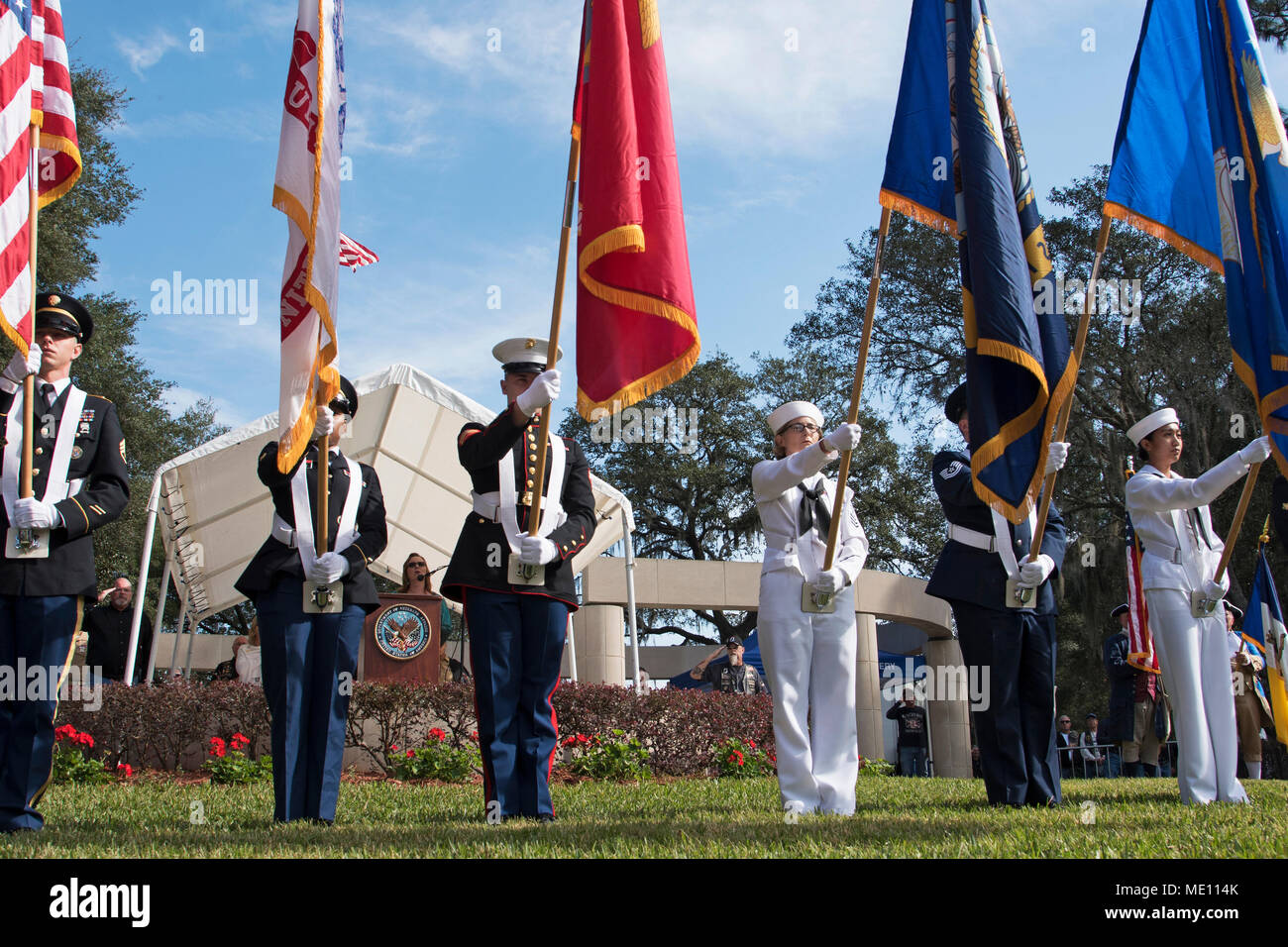 U.S. Central Command All Service Color Guard showcases service flags ...