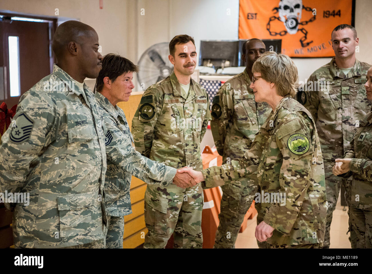 U.S. Air Force Lt. Gen. Maryanne Miller (right), commander of the Air ...