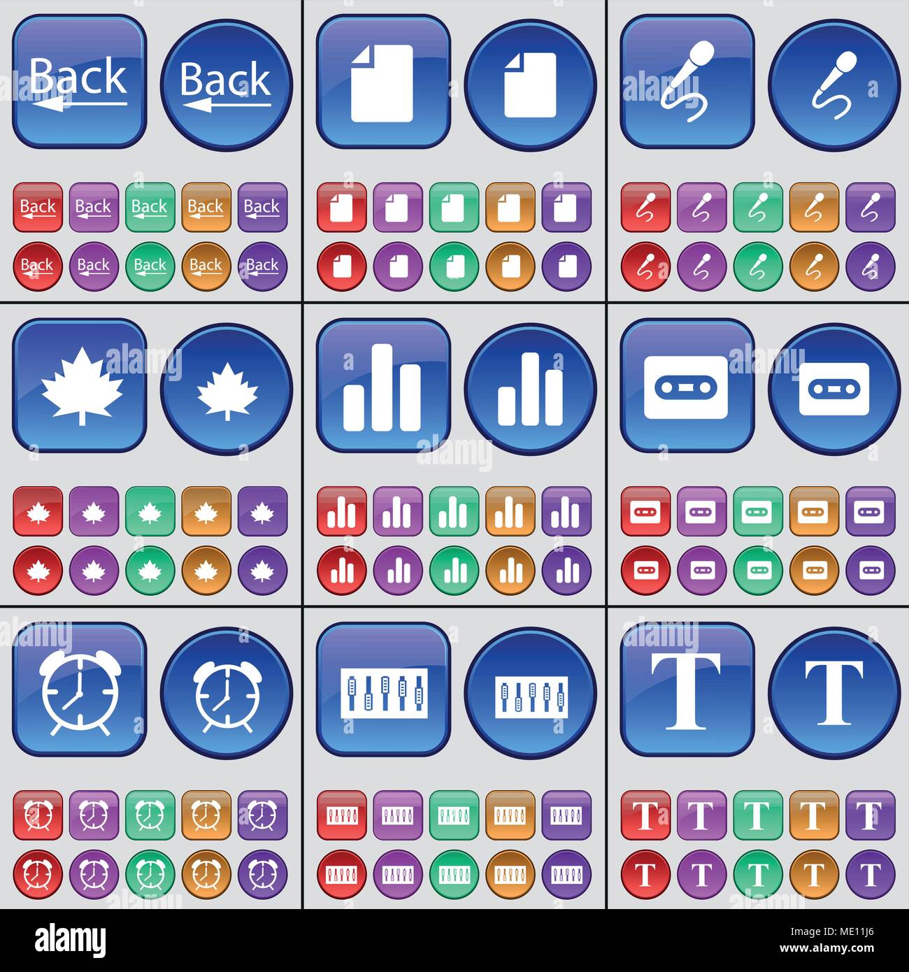 Back, File, Microphone, Maple leaf, Diagram, Cassette, Alarm clock ...