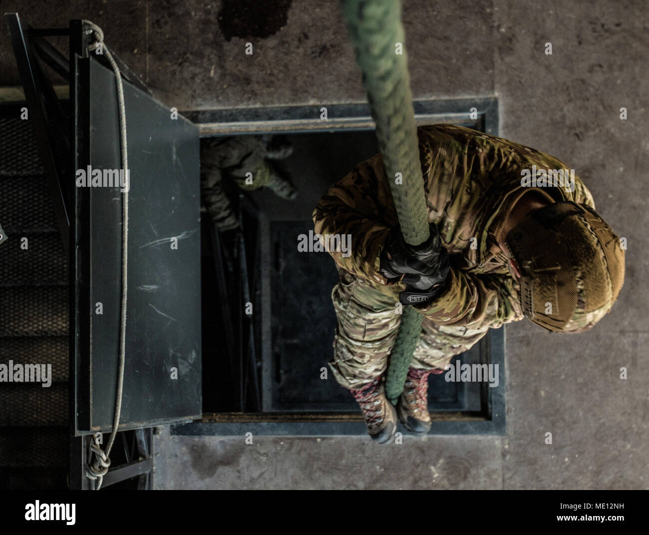 A U.S. Special Operation Forces operator fast ropes near Tallinn ...