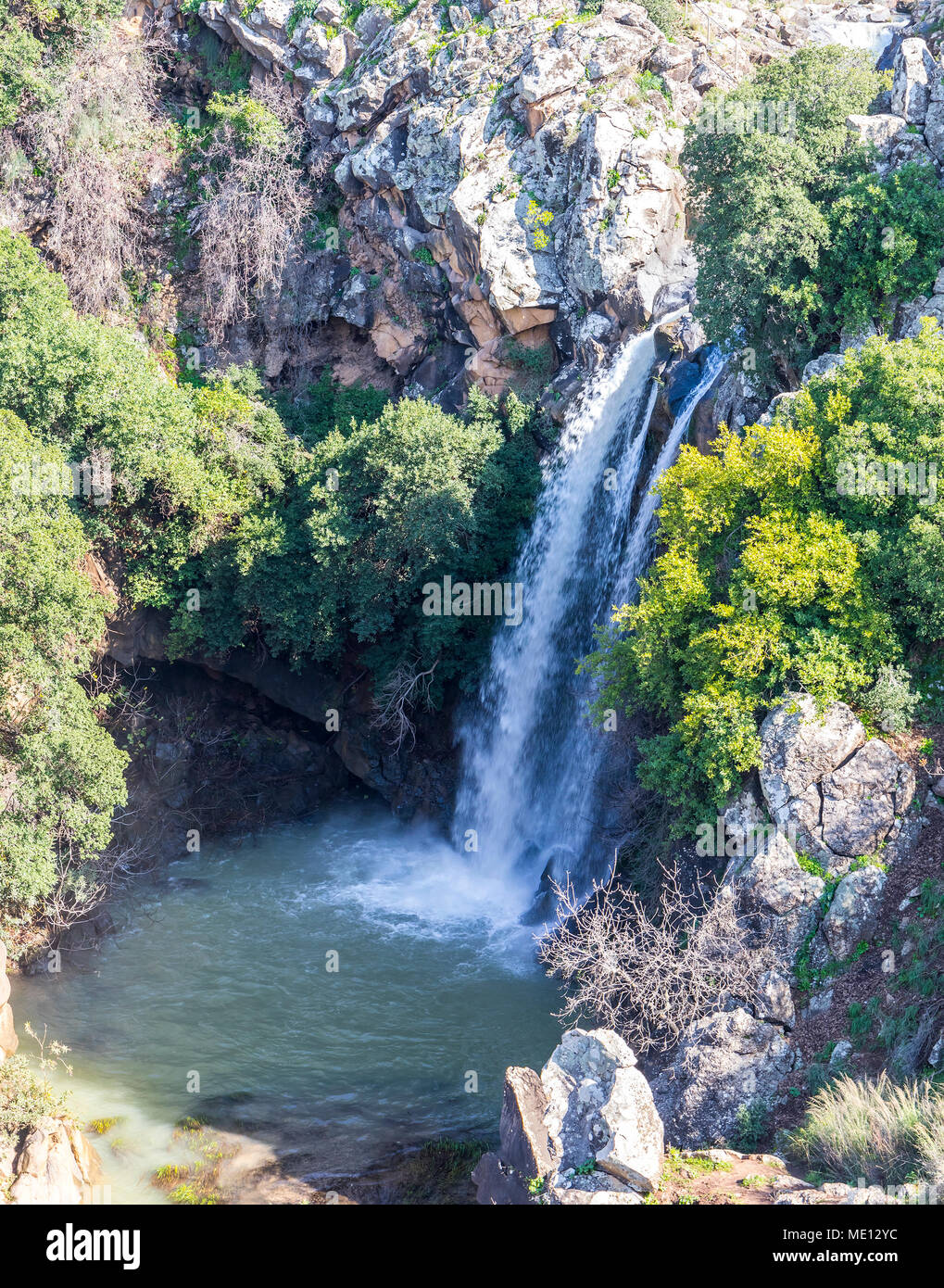 Sa'ar waterfall, in the Golan heights, located in the north of Israel ...