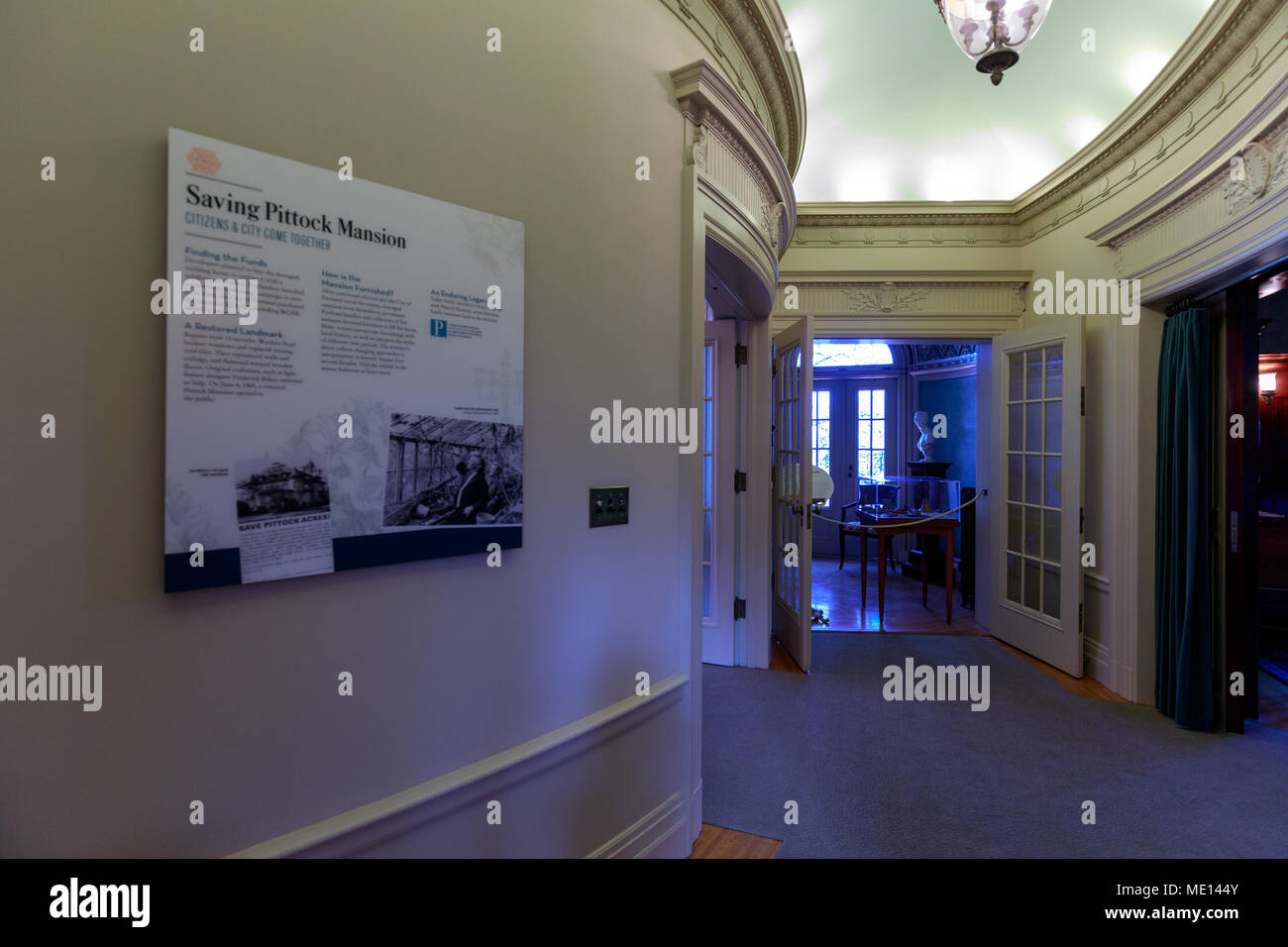 Portland, Oregon, USA - April 19, 2018 : Interior view of Pittock ...