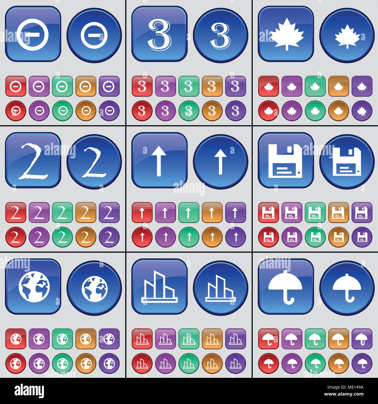 Minus, Three, Maple leaf, Two, Arrow up, Floppy disk, Earth, Diagram ...