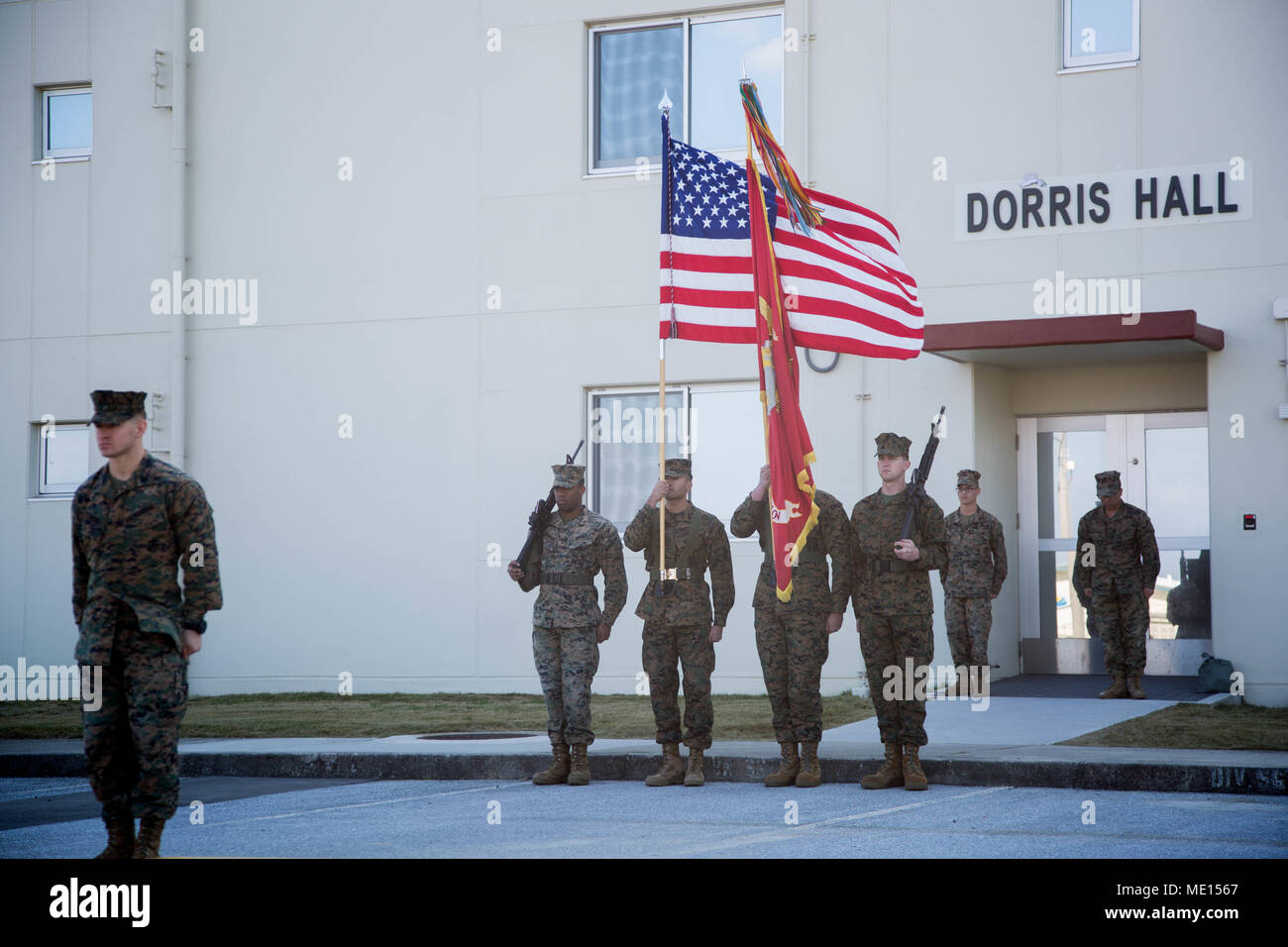 Marines from 3rd Marine Division, Camp Courtney, Okinawa, Japan, stand ...