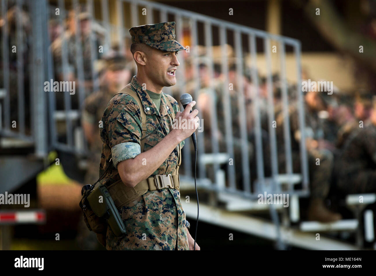 U.S. Marine Corps Lt. Col. Jeremiah Salame, outgoing commanding officer ...