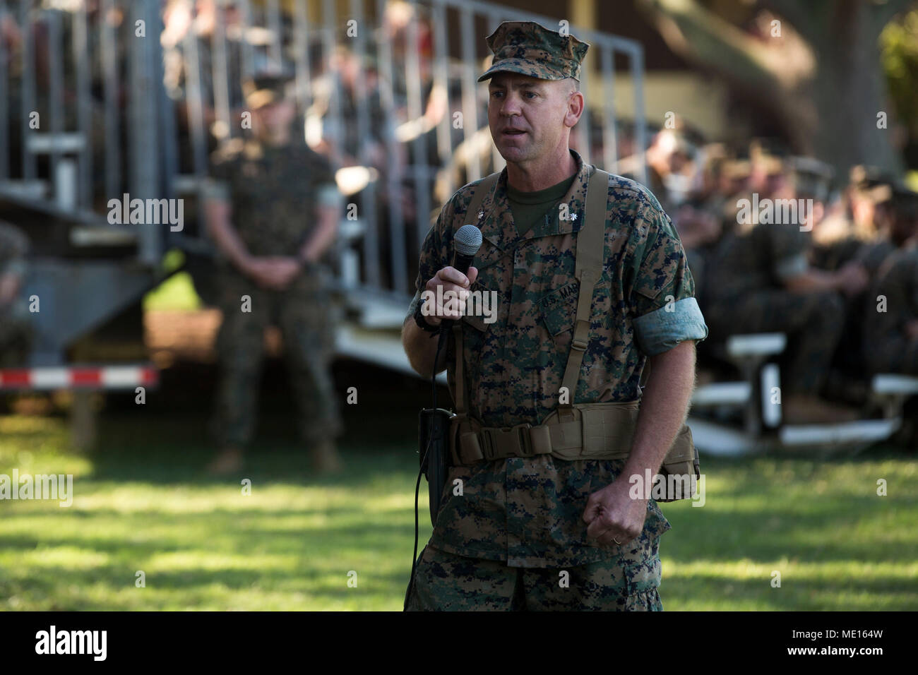 U.S. Marine Corps Lt. Col. Eric Meador, incoming commanding officer for ...
