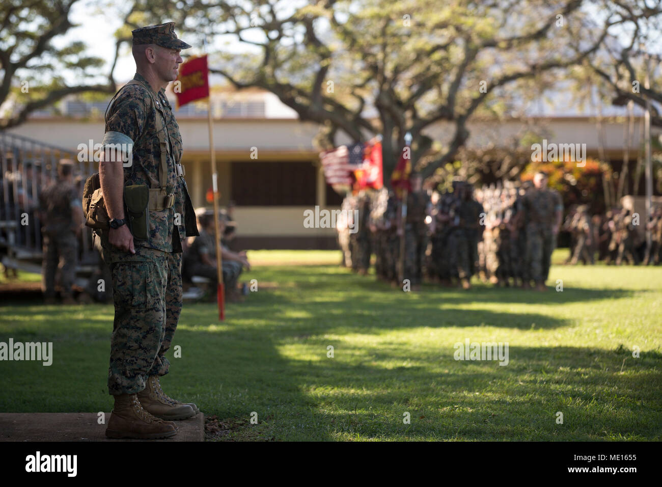 U.S. Marine Corps Lt. Col. Eric Meador, incoming commanding officer for ...
