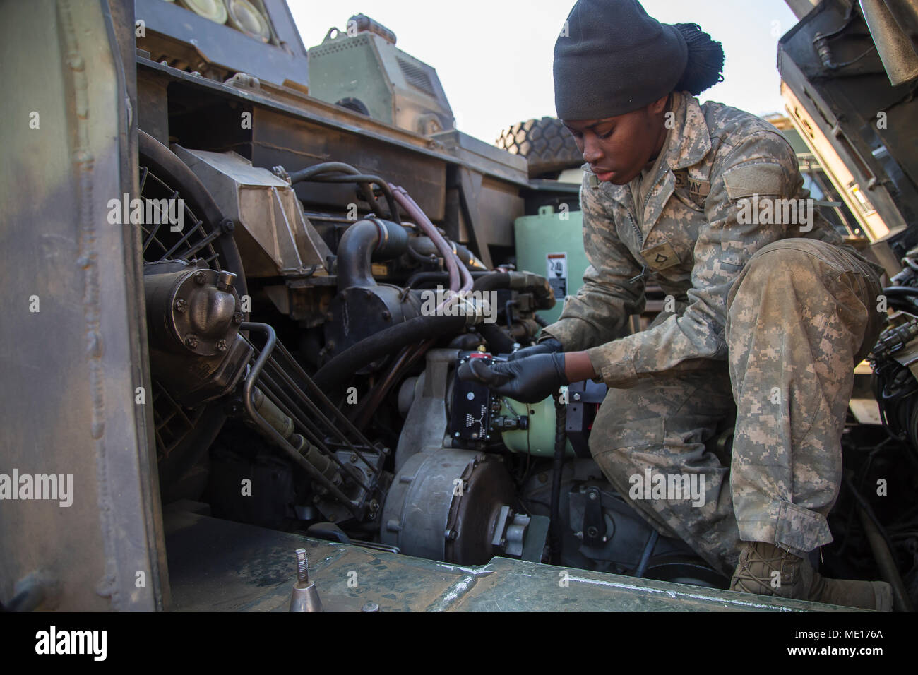 U.S. Army Pfc. Kiersten Letang, a Multiple Launch Rocket System (MLRS ...