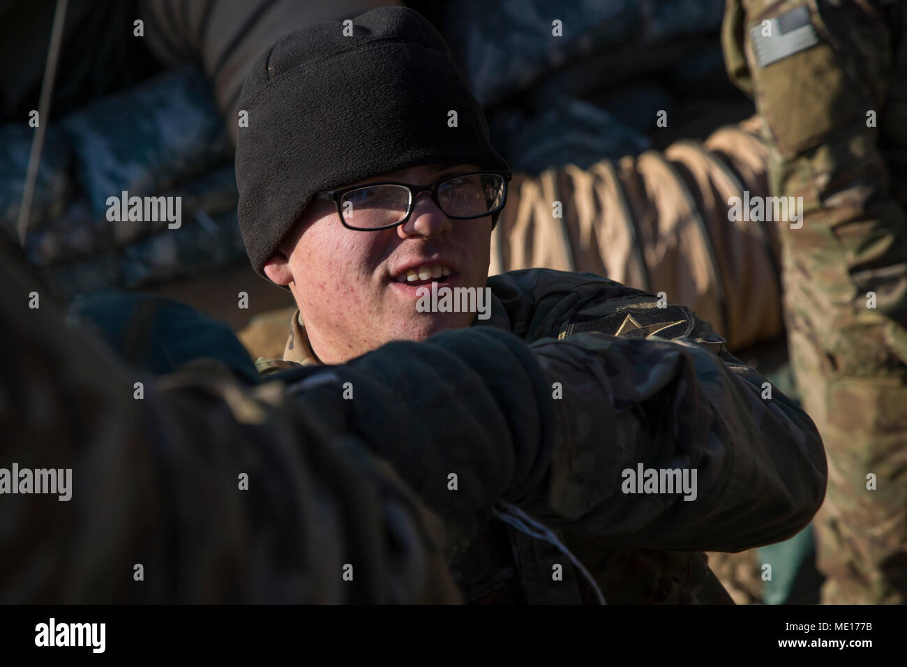 U.S. Army Soldier with B Battery, 1st Battalion, 38th Field Artillery ...