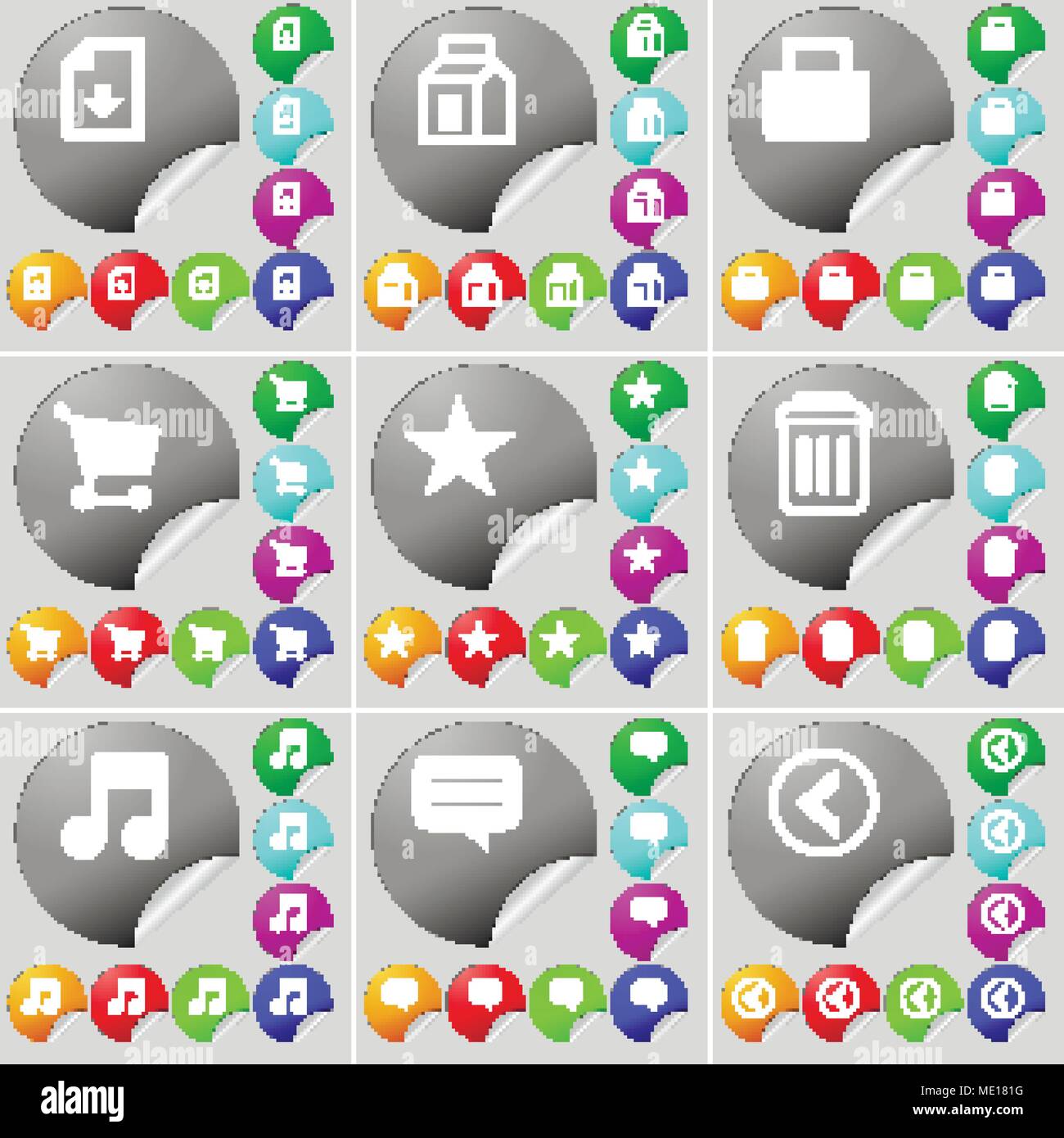 File, Package, Lock, Shopping cart, Star, Trash can, Note, Chat bubble ...