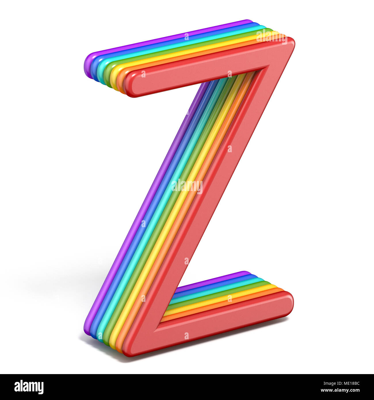 Rainbow font letter Z 3D rendering illustration isolated on white ...