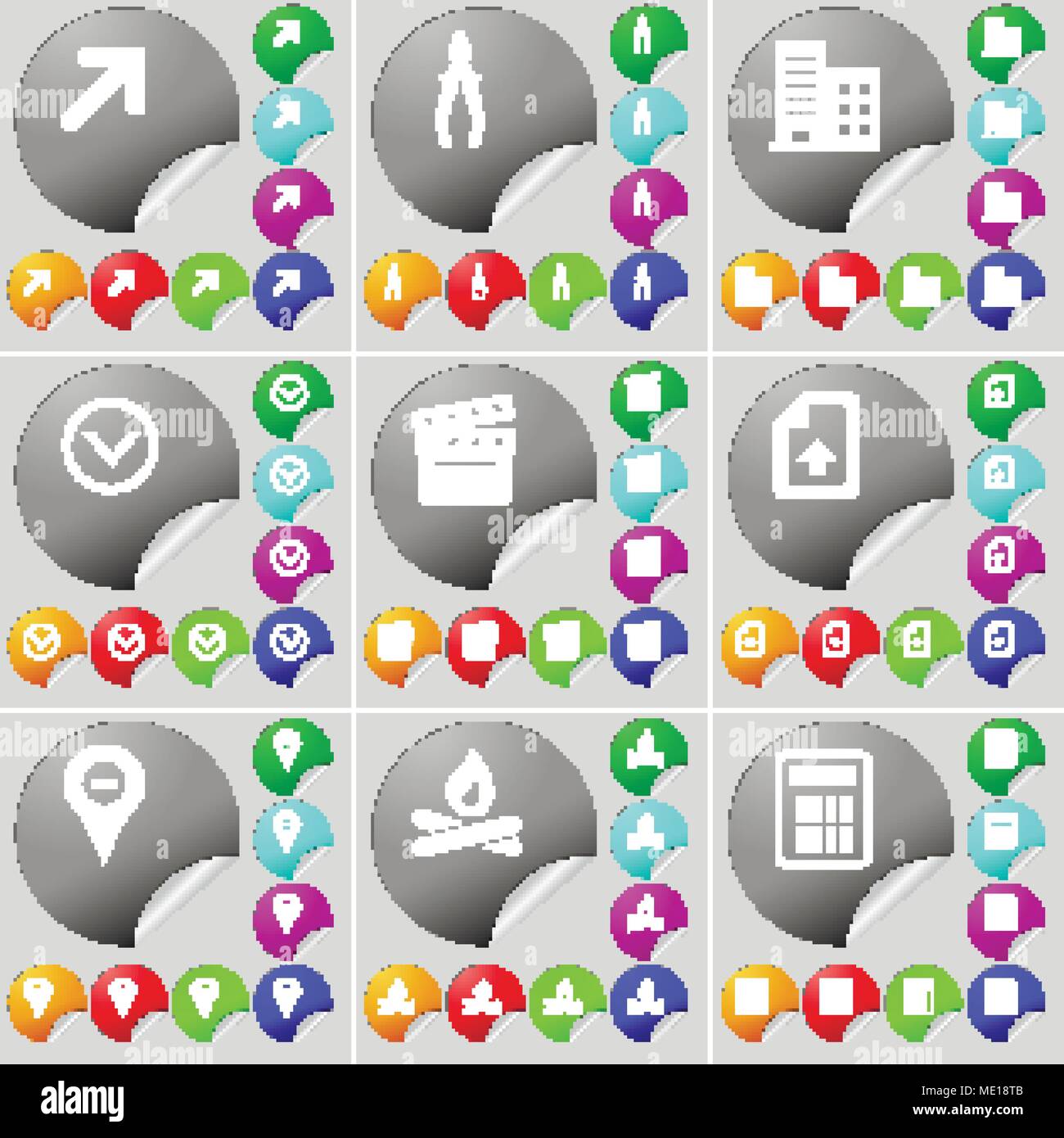 Deploying screen, Pliers, Building, Arrow down, Clapper, File ...